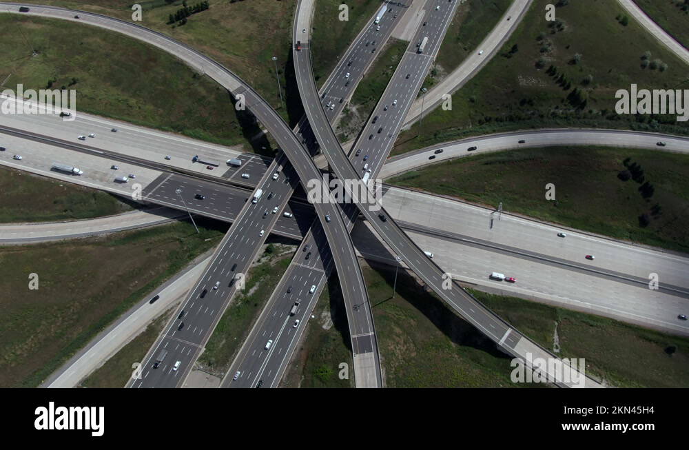 Urban Planning and Transportation, Aerial View of Traffic on Freeway ...