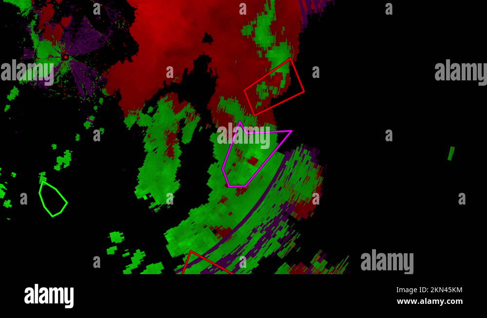 Severe thunderstorms with tornado as seen on Doppler weather radar ...