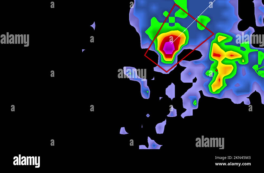 Severe thunderstorms with tornado as seen on Doppler weather radar ...