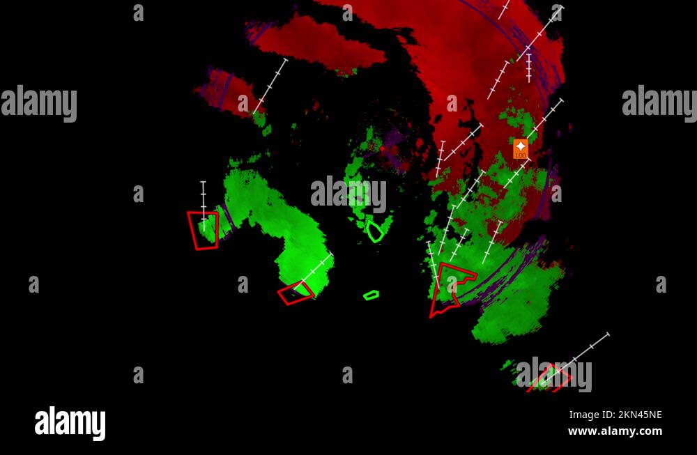 Severe thunderstorms with tornado as seen on Doppler weather radar ...