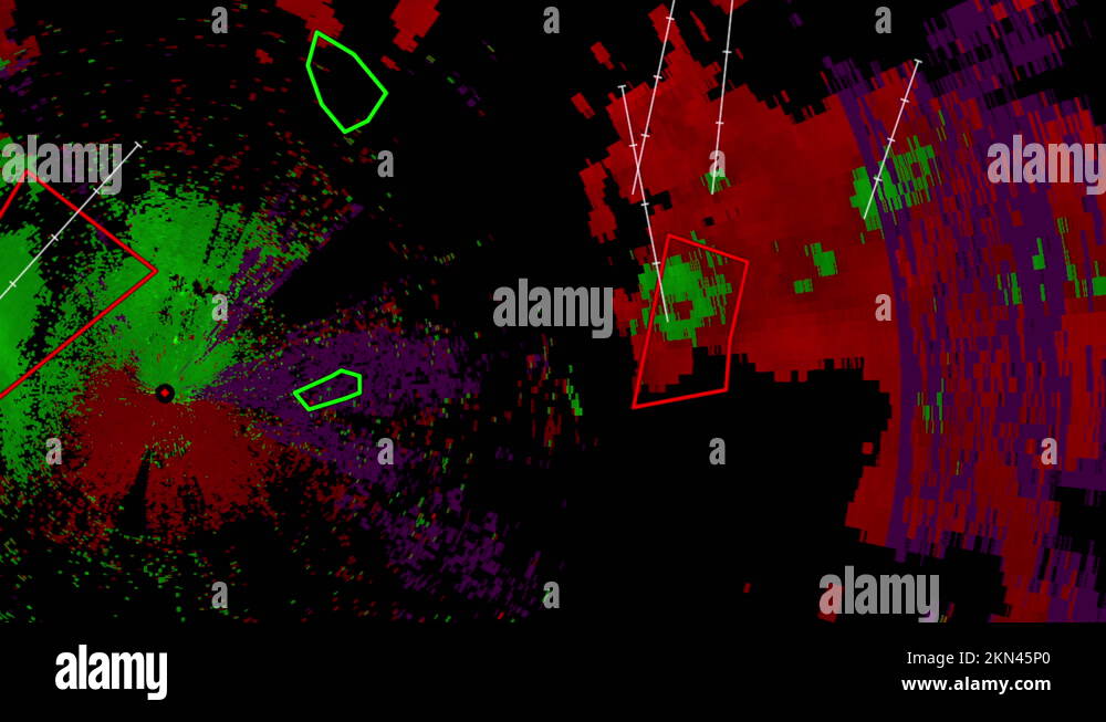 Severe thunderstorms with tornado as seen on Doppler weather radar ...