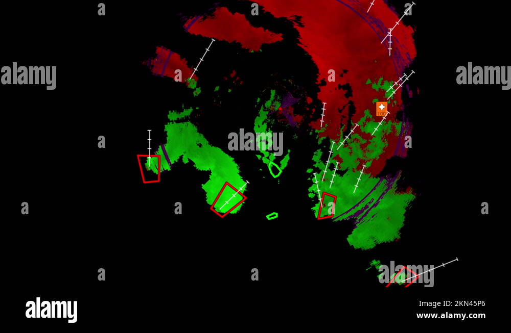 Severe thunderstorms with tornado as seen on Doppler weather radar ...