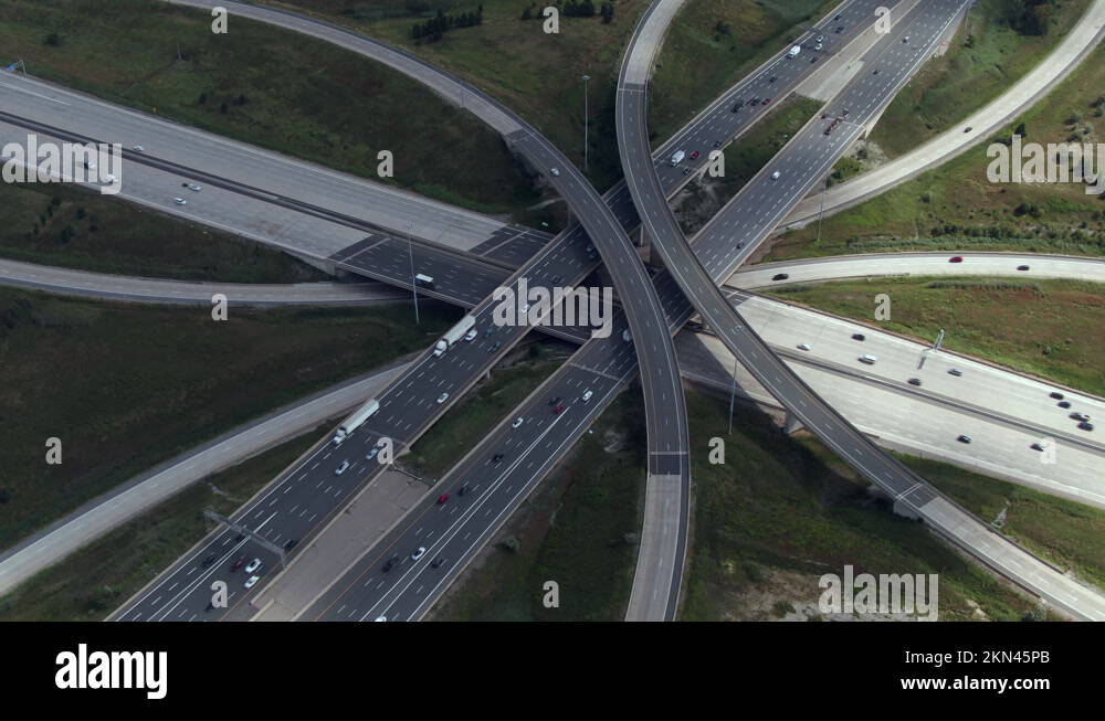 Urban Planning and Transportation, Aerial View of Traffic on Freeway ...