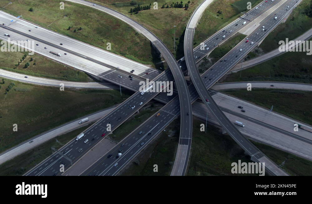Urban Planning and Transportation, Aerial View of Traffic on Freeway ...