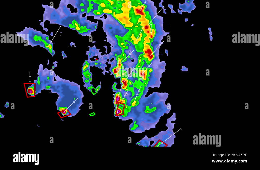 Severe thunderstorms with tornado as seen on Doppler weather radar ...
