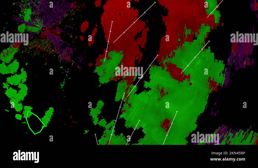 Severe thunderstorms with tornado as seen on Doppler weather radar ...