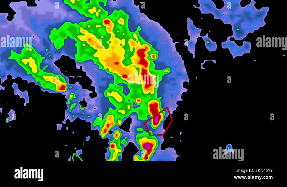 Severe thunderstorms with tornado as seen on Doppler weather radar ...