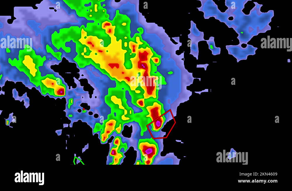 Severe thunderstorms with tornado as seen on Doppler weather radar ...