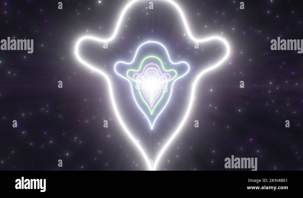 Scary Ghost Outline Shape Spooky Halloween Neon Light Tunnel Dark Sky ...