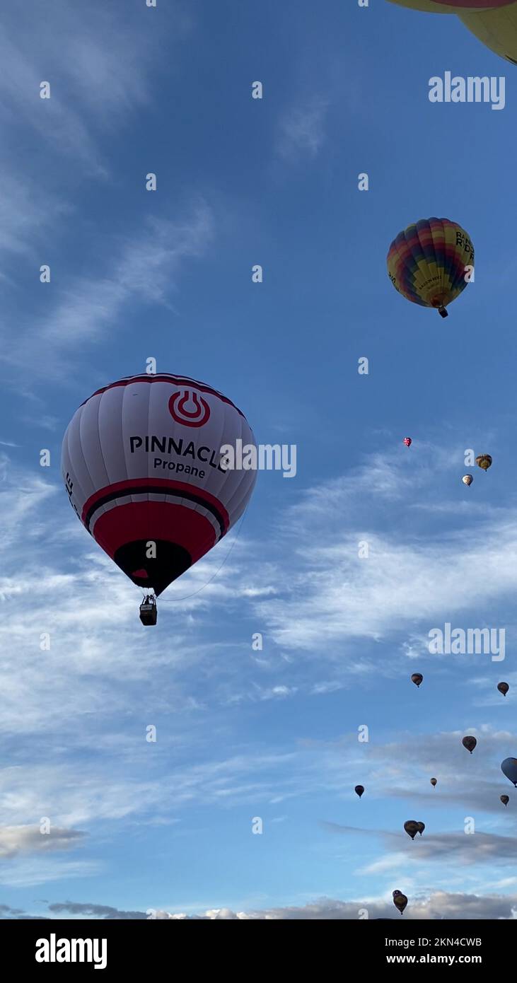 Hot Air Balloon passing overhead at the Albuquerque Balloon Fiesta 2021 ...