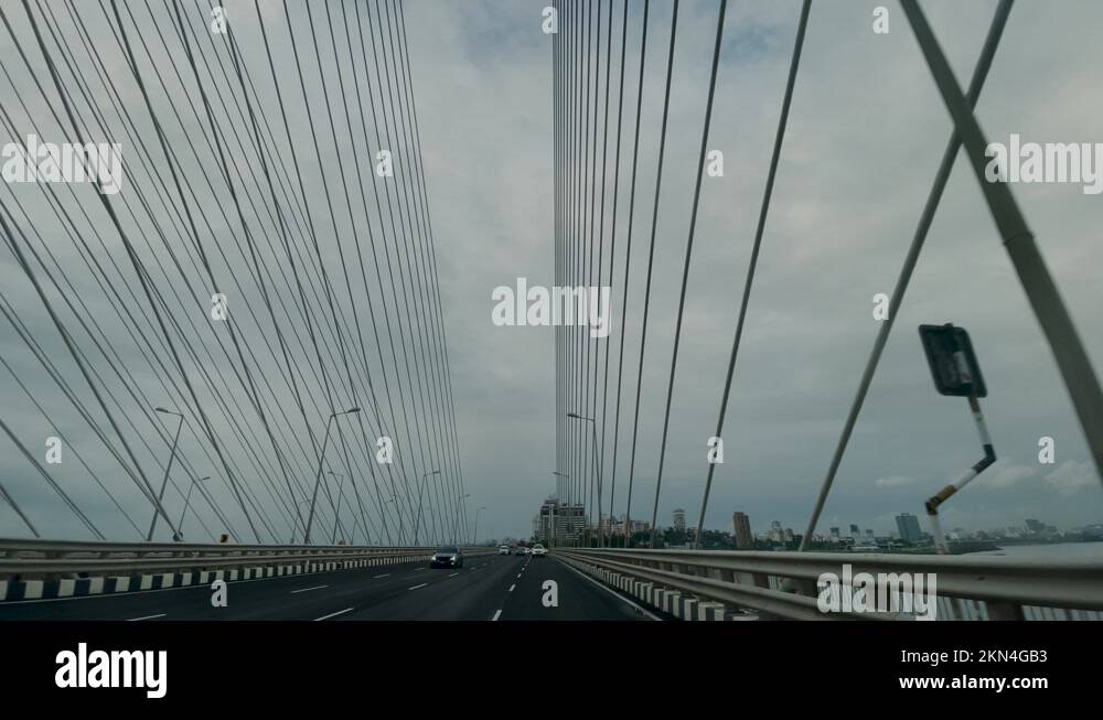 Traveling On The Bandra Worli Sea Link Bridge In Mumbai, India - POV ...