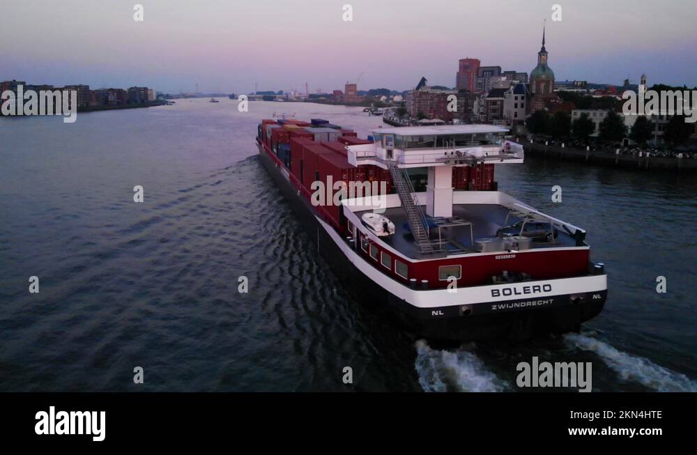 Stern And Port Side View Of Bolero Cargo Ship Navigating Oude Maas ...