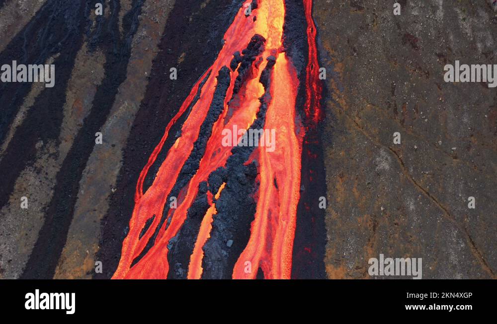 Fagradalsfjall Volcano Eruption - Lava River From Erupting Volcano In ...