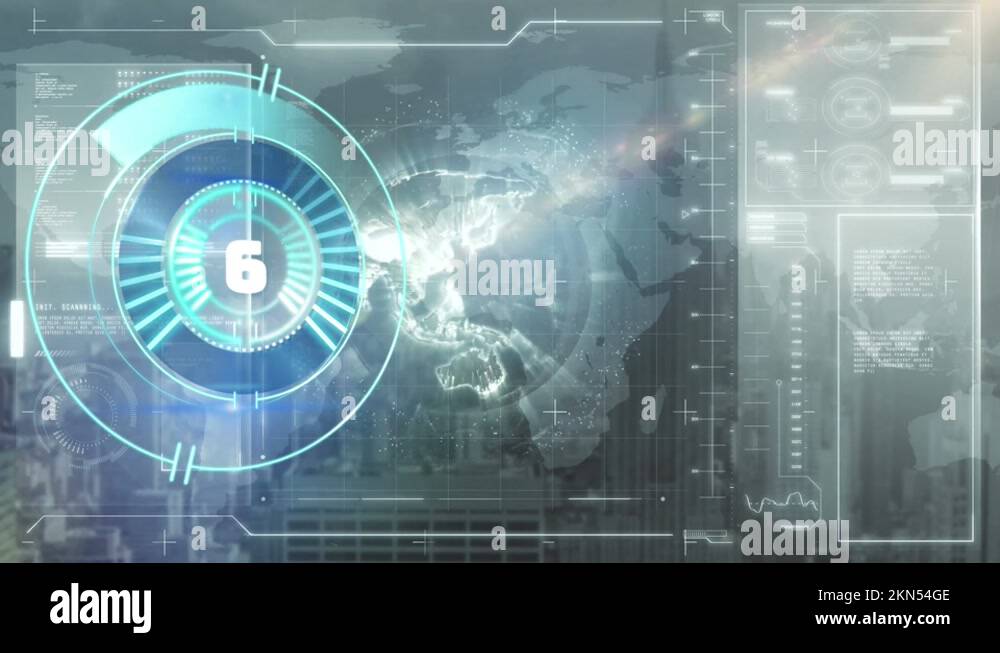 Animation of countdown with scope scanning and data processing on screen Stock Video Footage - Alamy
