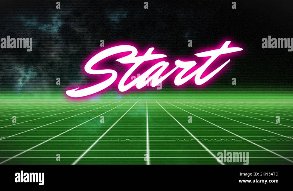 Animation of start text over white lines on black background Stock ...