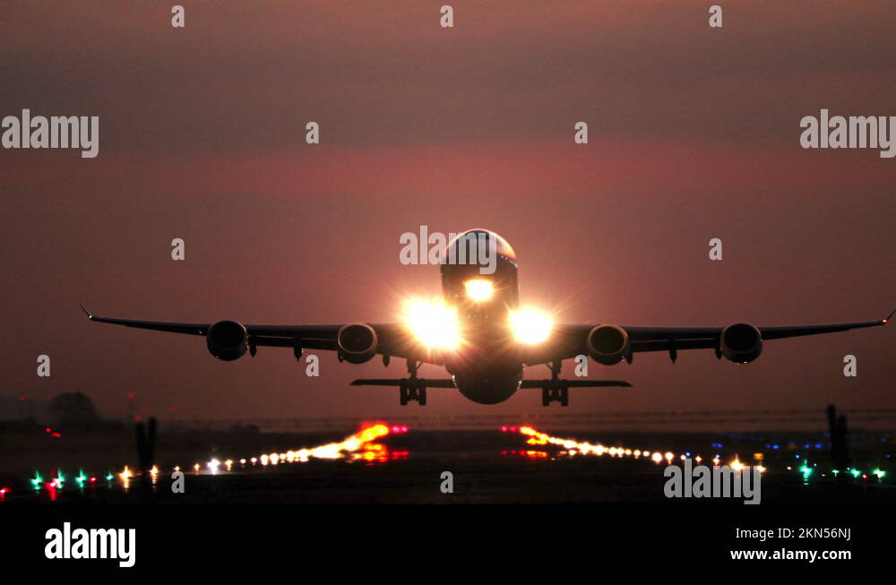 Plane take off, cinemagraph effect, lights flickering, background ...
