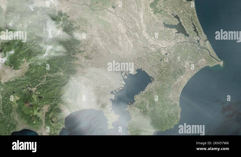 Zoom of the earth from space to the city Tokyo. 3D Animation. 4K Stock ...