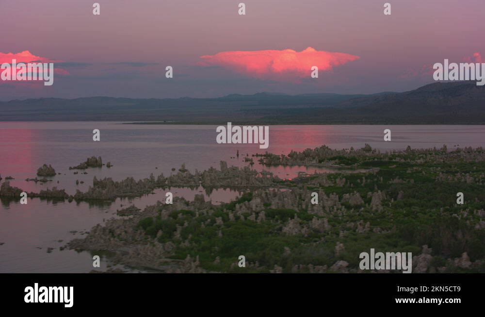 Mono Lake, California circa-2021: Aerial view of Mono Lake at Sunset ...