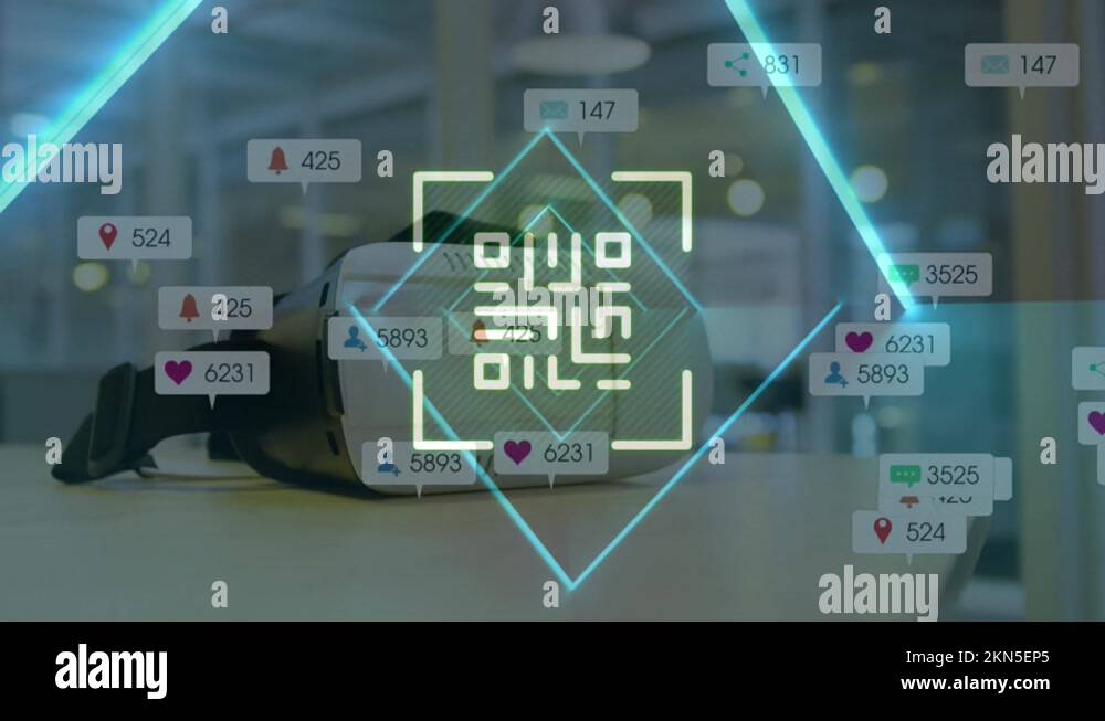 Animation of qr code over social media icons Stock Video Footage - Alamy