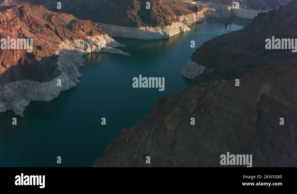 Lake Mead, Nevada circa-2021: Aerial view of Hoover Dam and Lake Mead ...