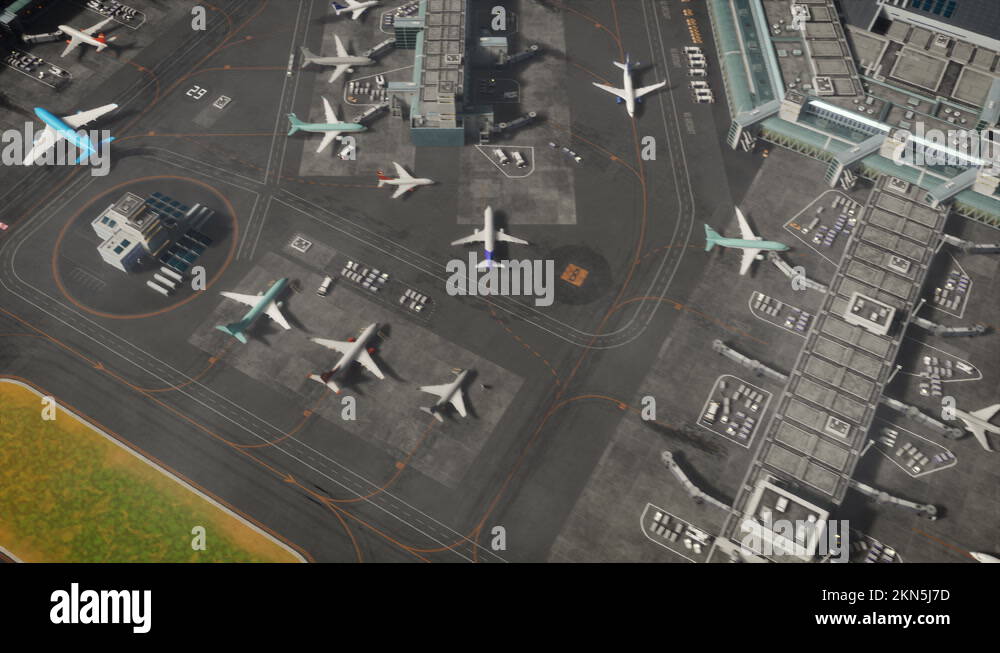 3d Airport Render Model Top View Stock Video Footage - Alamy