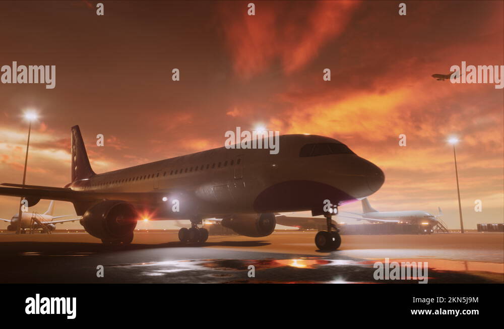 3d Airplane Render Model in Airport Stock Video Footage - Alamy