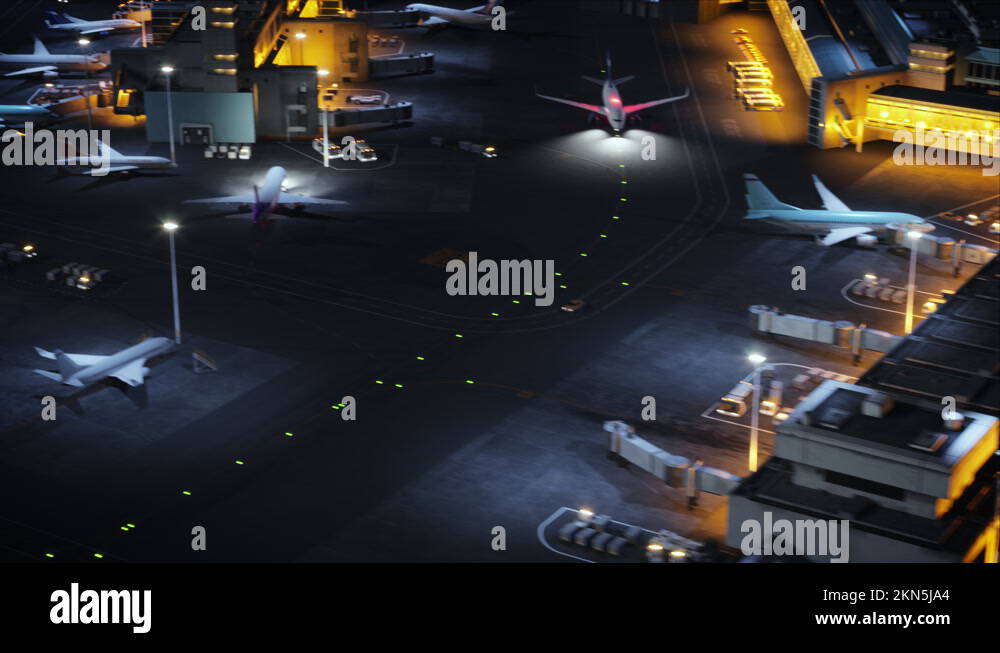 3d Airport Render Model Night Top View Stock Video Footage - Alamy