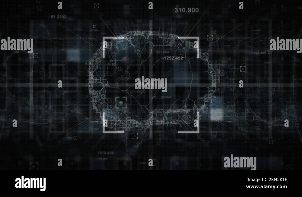 Multiple changing numbers over human brain and digital wave against ...