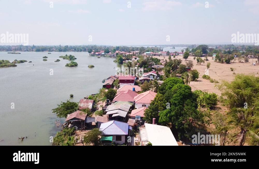 The rural town of Don Det in four thousand islands in Laos Stock Video ...