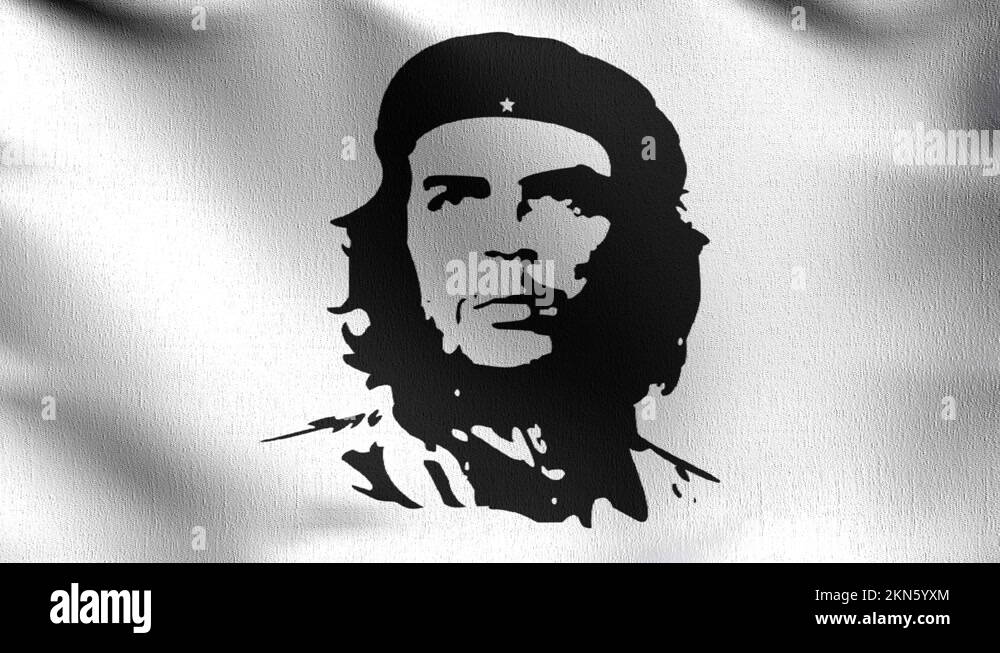 Che Guevara, Cuba flag blowing in the wind. 3D rendering illustration ...