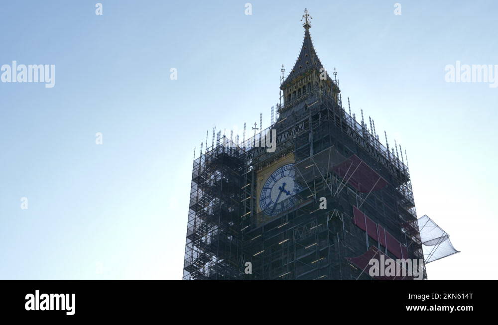 Big Ben Under Construction Covered in Scaffoldings, Famous Clock Tower ...