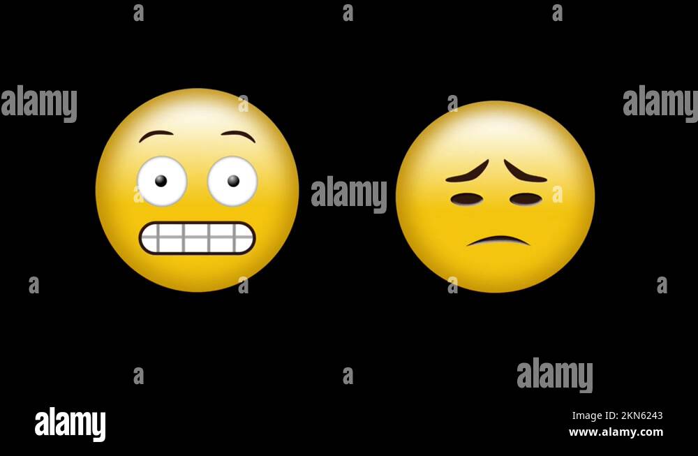 Animation of angry and sad emoji emoticon icons on black background ...
