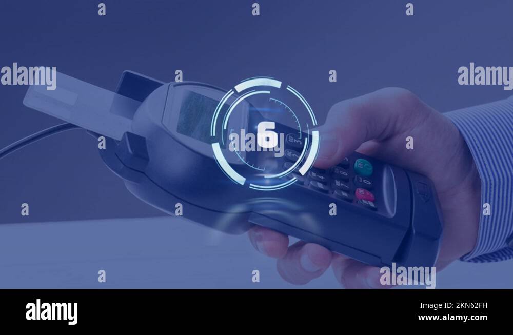 Animation of scope scanning with countdown over payment terminal Stock ...