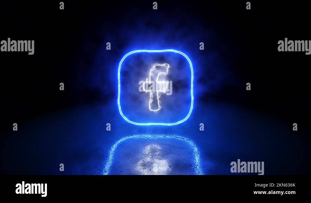 Facebook logo animation, fd logotype animated in 4k, neon glowing Stock ...