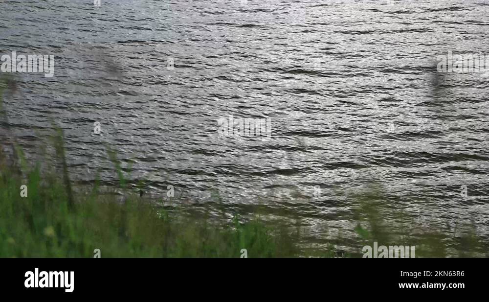 Reservoir Water with Wind Blowing Over Surface Causing Waves with ...