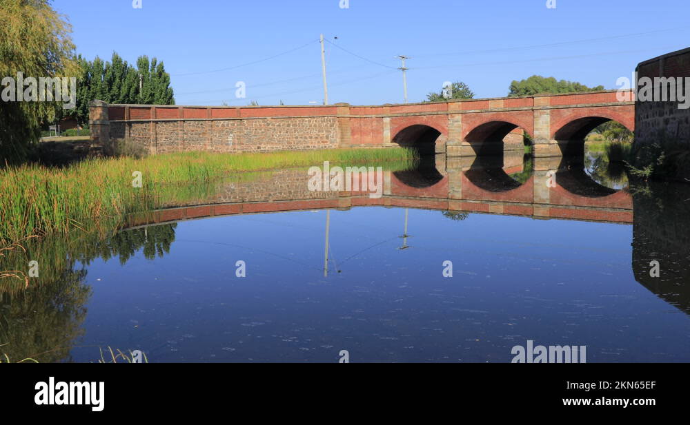 Red Bridge, built in 1838 by convict labour, Campbell Town, Tasmania ...