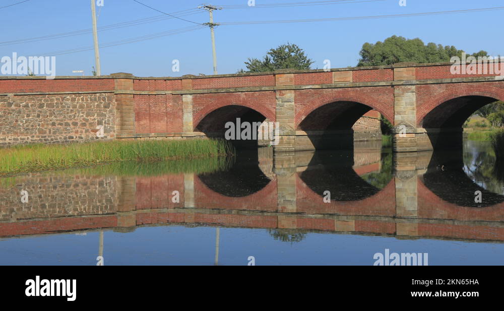 Red Bridge, built in 1838 by convict labour, Campbell Town, Tasmania ...