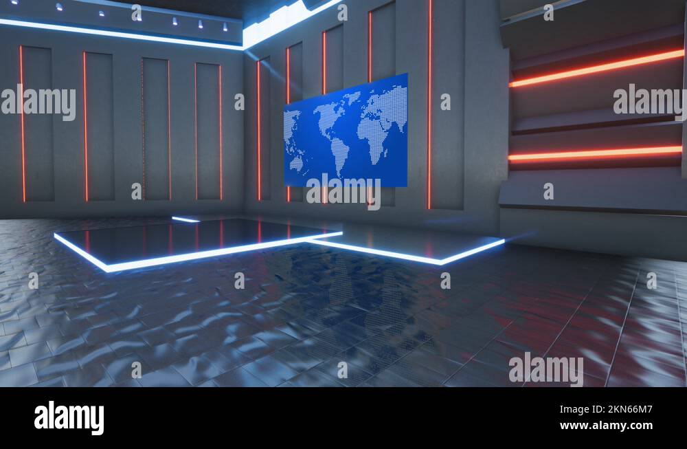 3D virtual news studio with news background Loop 4k Stock Video Footage ...