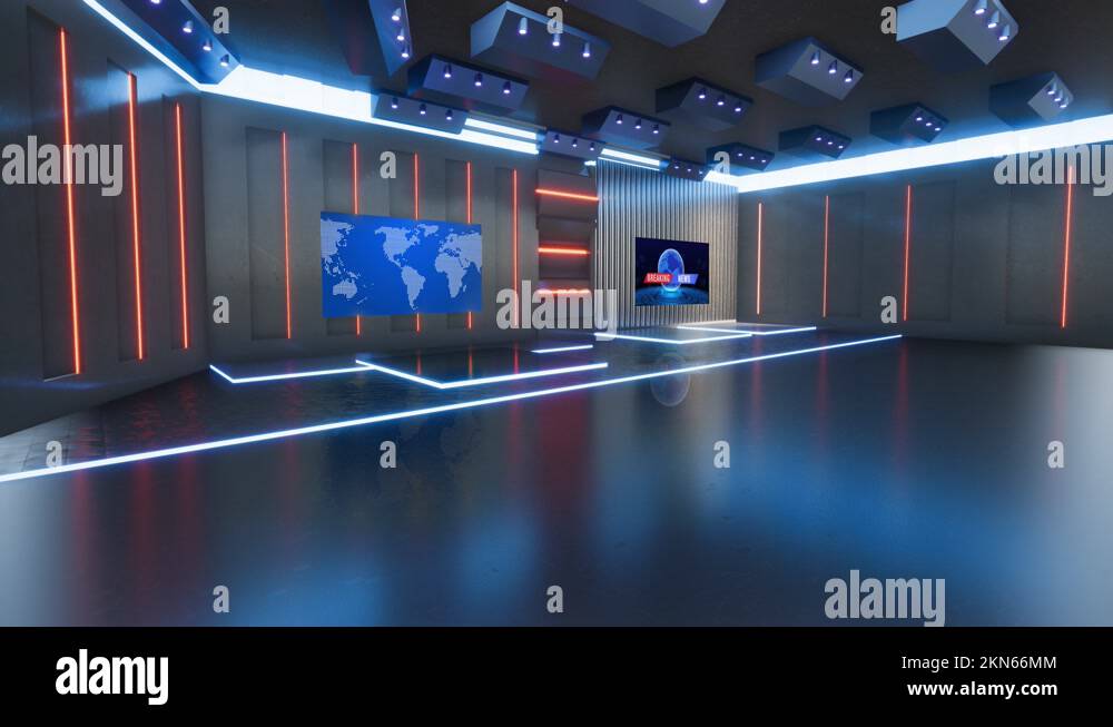 3D virtual news studio with news background Loop 4k Stock Video Footage ...