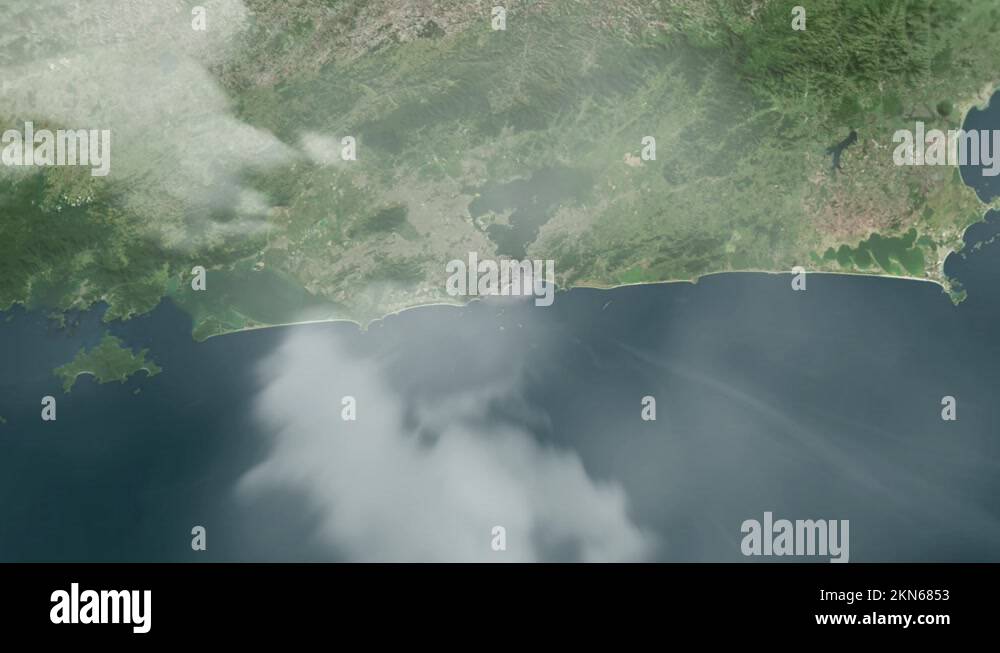 Zoom of the earth from space to the city Rio de Janeiro. 3D Animation ...