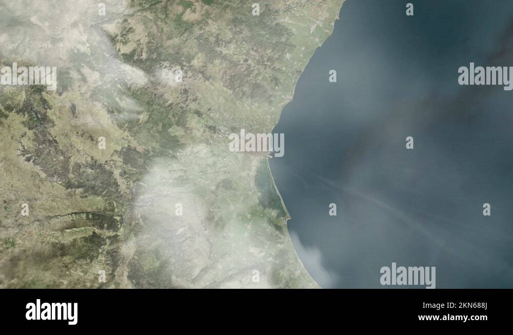 Zoom of the earth from space to the city Valencia. 3D Animation. 4K ...