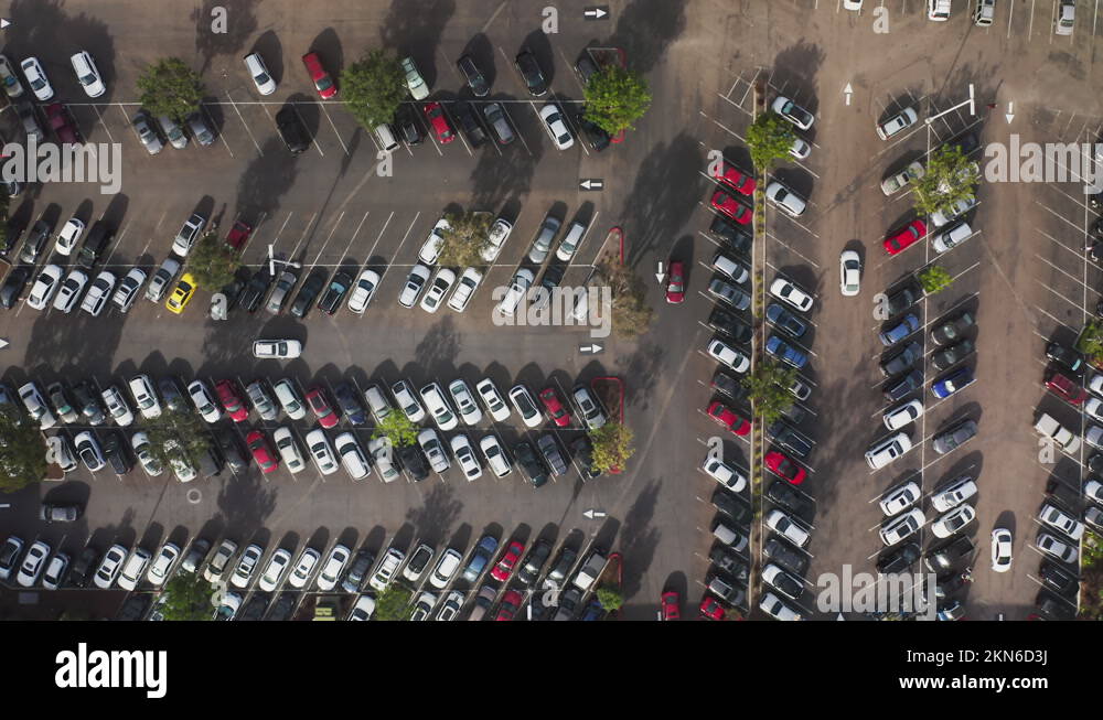 4K aerial time lapse footage of shopping mall parking lot, Busy downtown parking Stock Video ...