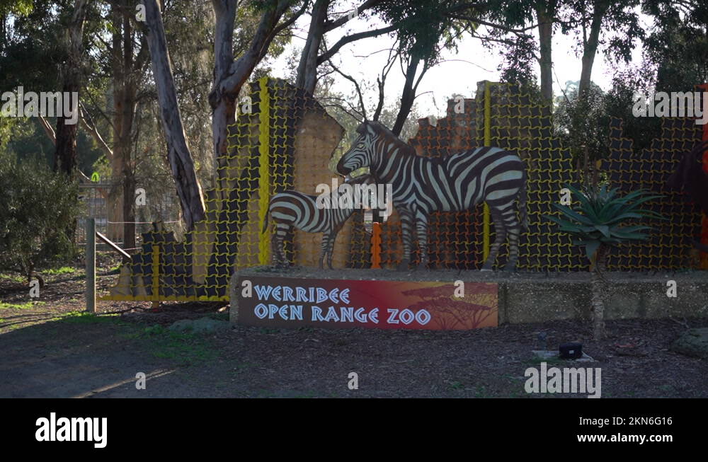 Logo sign of Werribee open range zoo, dolly forward view Stock Video ...