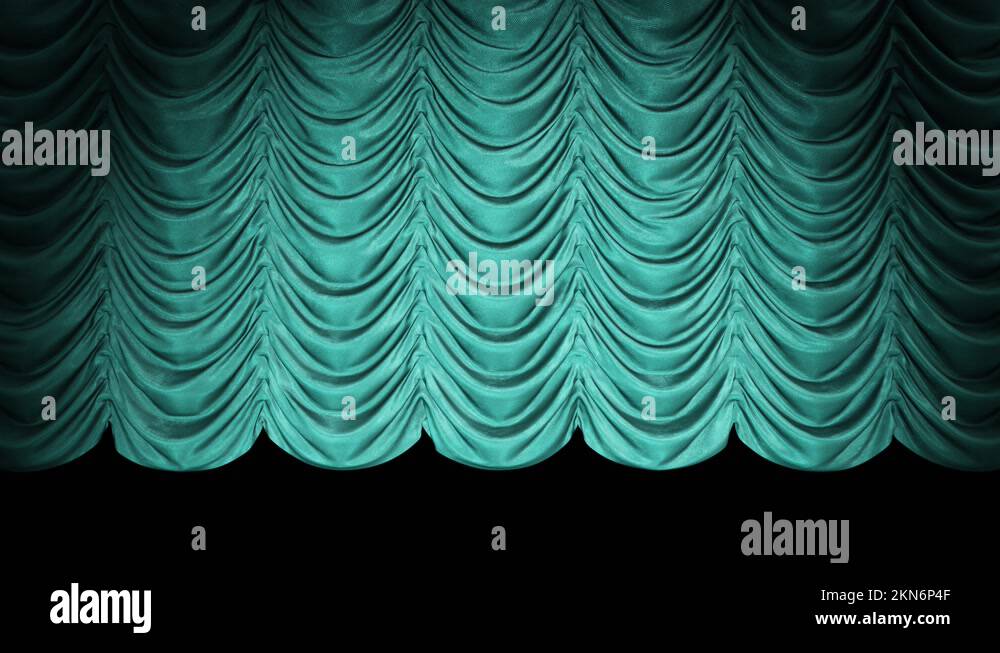 Turquoise velvet or denim Austrian stage curtain 3D animation with ...