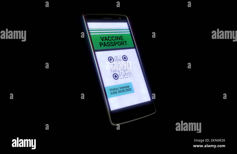 COVID-19 vaccine passport with QR code, proof of vaccination on mobile ...