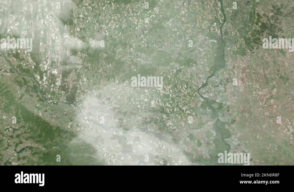 Zoom of the earth from space to the city Pecs. 3D Animation. 4K Stock ...