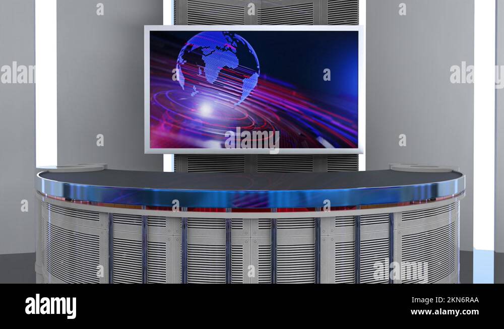 News TV Studio Set - Virtual Green Screen Background Loop Stock Video Footage - Alamy