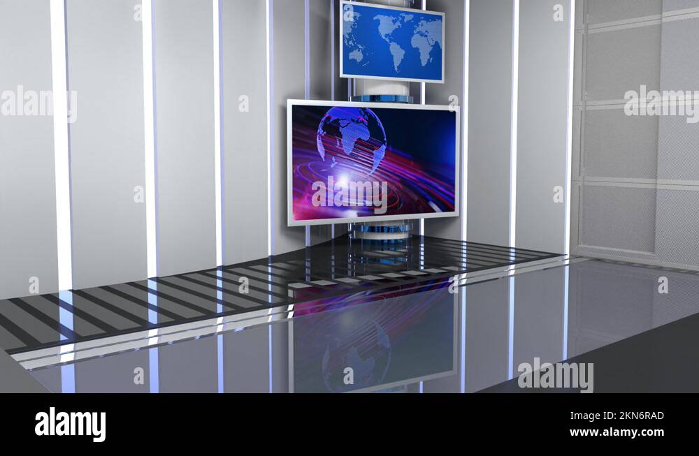News TV Studio Set - Virtual Green Screen Background Loop Stock Video Footage - Alamy