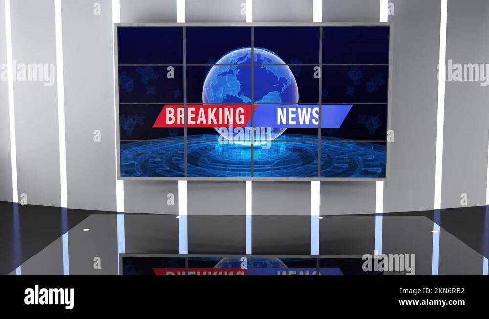 News TV Studio Set - Virtual Green Screen Background Loop Stock Video ...