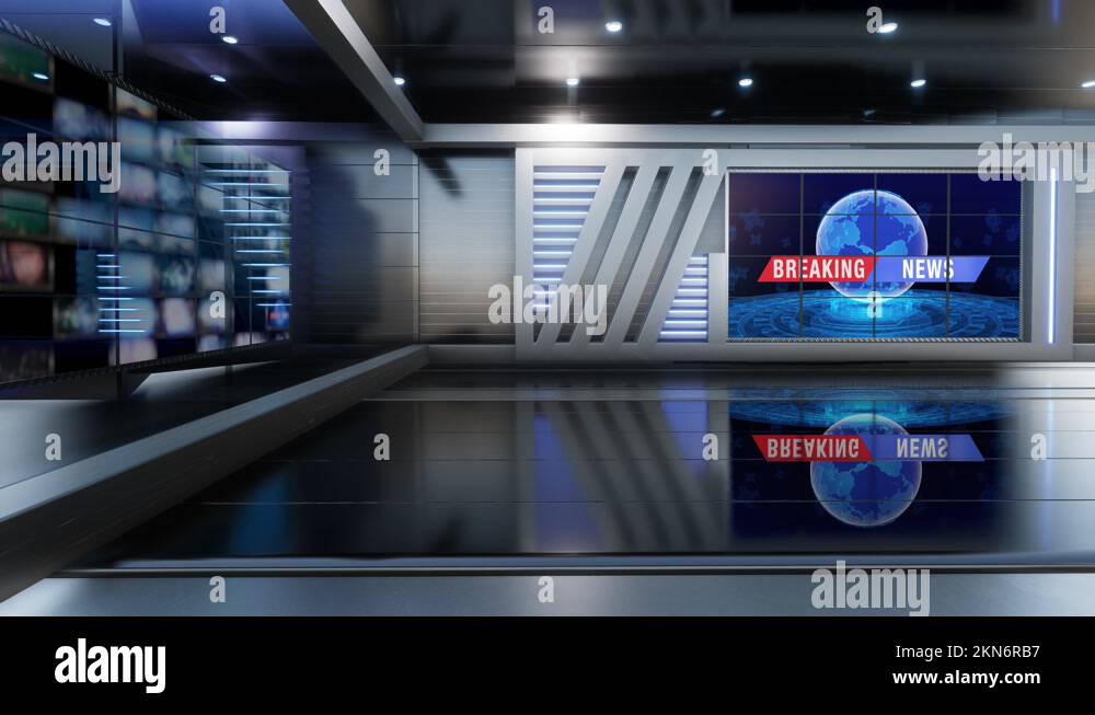 News TV Studio Set - Virtual Green Screen Background Loop Stock Video Footage - Alamy
